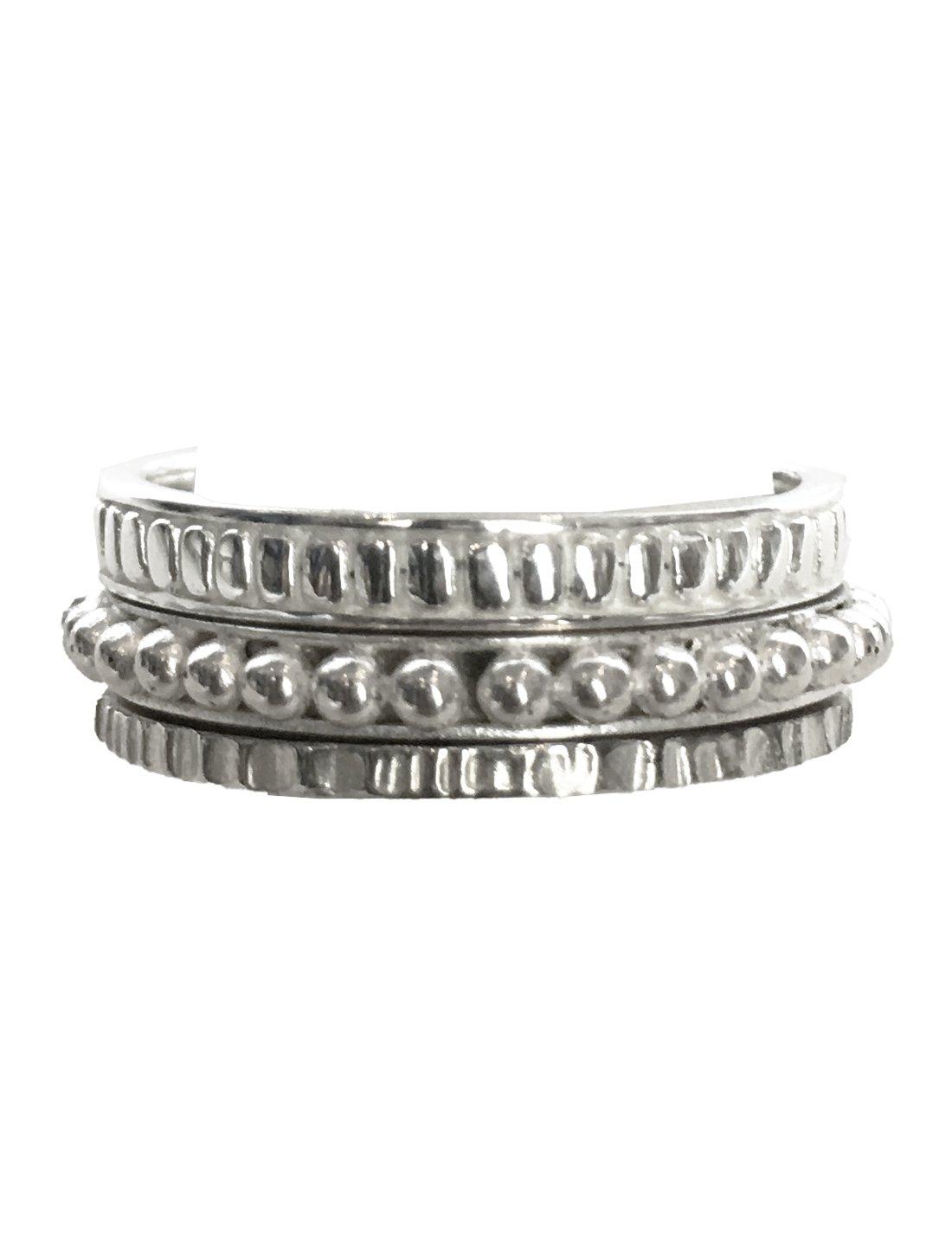 STACK RING PEBBLE EMBOSSED SILVER SET